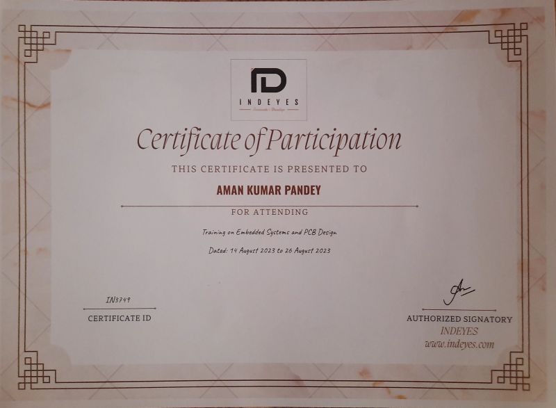 Attended Indeyes training on embedded systems | Aman Pandey posted on ... Attended Indeyes training on embedded systems | Aman Pandey posted on ...