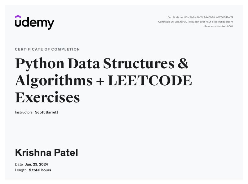 Krishna Patel on LinkedIn: #python #datastructures #algorithms # ... Krishna Patel on LinkedIn: #python #datastructures #algorithms # ...