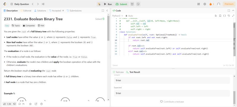Day 64 of Coding Challenge: Evaluate Boolean Tree | Parth Sojitra ... Day 64 of Coding Challenge: Evaluate Boolean Tree | Parth Sojitra ...