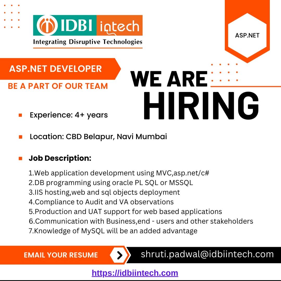 Saurav Bagal on LinkedIn: #hiring #developer #idbiintech #aspdotnet # ... Saurav Bagal on LinkedIn: #hiring #developer #idbiintech #aspdotnet # ...