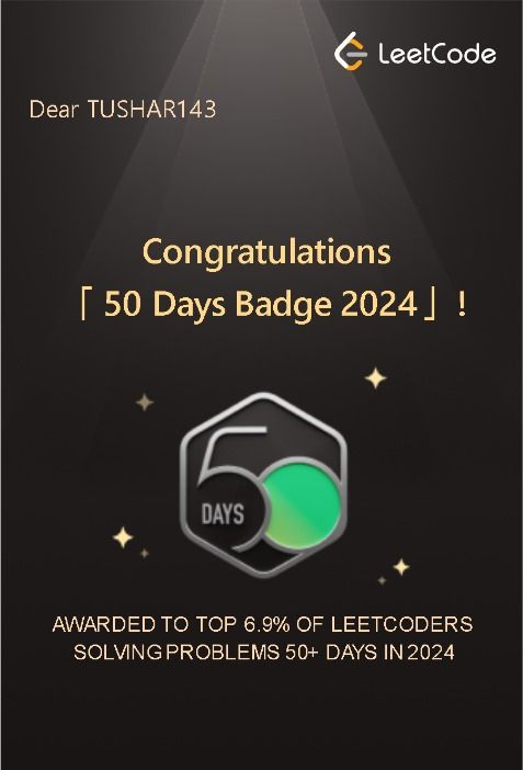 Tushar Godhvani on LinkedIn: #leetcode #50dayschallenge #codingjourney ... Tushar Godhvani on LinkedIn: #leetcode #50dayschallenge #codingjourney ...