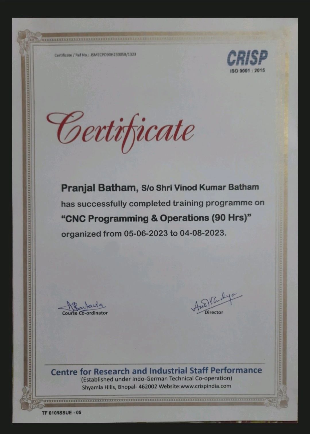 Pranjal Batham on LinkedIn: Sucessfully Completed Training on CNC ... Pranjal Batham on LinkedIn: Sucessfully Completed Training on CNC ...