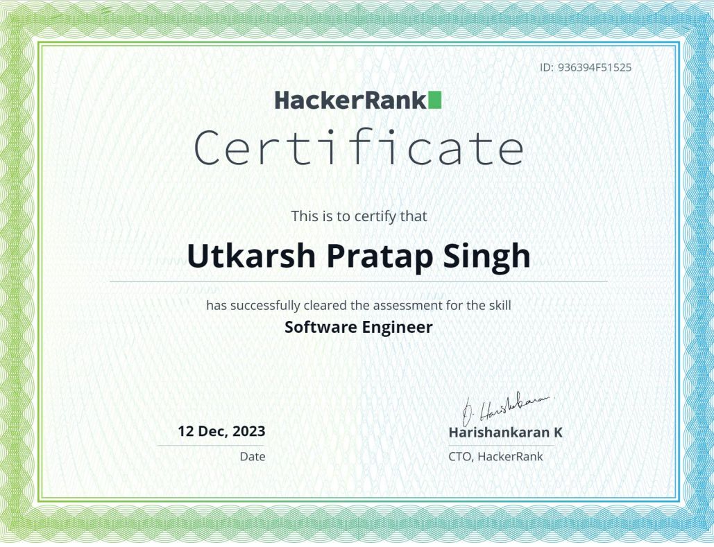 Utkarsh Pratap Singh on LinkedIn: #hackerrank #softwaredeveloper Utkarsh Pratap Singh on LinkedIn: #hackerrank #softwaredeveloper