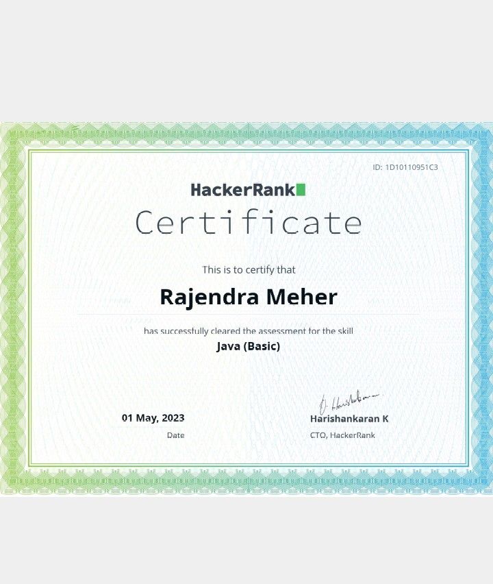 Rajendra Meher on LinkedIn: #hackerrank Rajendra Meher on LinkedIn: #hackerrank
