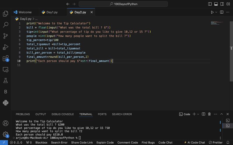 Arjun Budda on LinkedIn: #100daysofpython #python #codingjourney # ... Arjun Budda on LinkedIn: #100daysofpython #python #codingjourney # ...