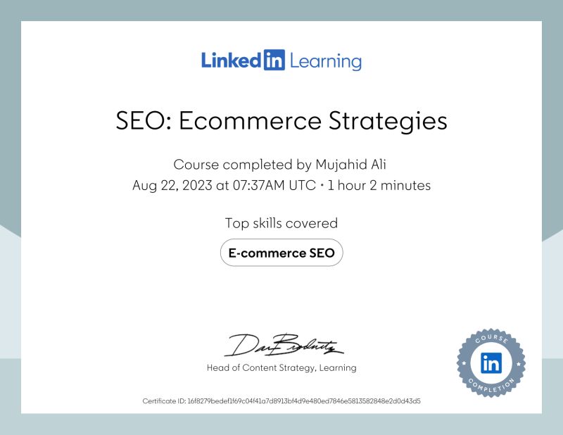 Mujahid Ali on LinkedIn: Certificate of Completion Mujahid Ali on LinkedIn: Certificate of Completion
