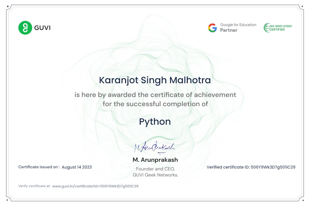 Karanjot Singh Malhotra on LinkedIn: #pythoncourse #codingjourney # ... Karanjot Singh Malhotra on LinkedIn: #pythoncourse #codingjourney # ...