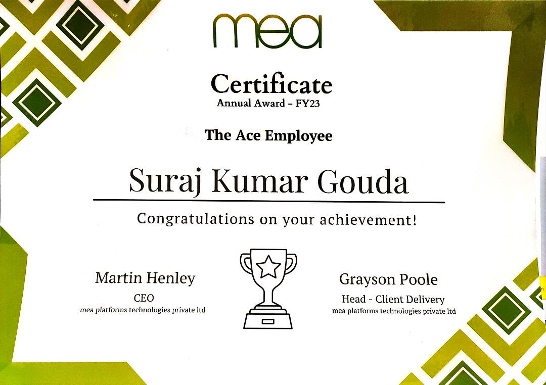 Suraj Kumar Gouda on LinkedIn: #award #achievement #thankfull Suraj Kumar Gouda on LinkedIn: #award #achievement #thankfull