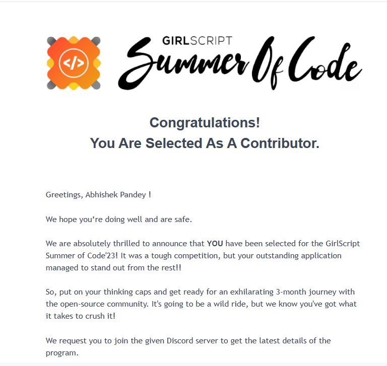 ABHISHEK PANDEY on LinkedIn: Selected as a contributor in gssoc ... ABHISHEK PANDEY on LinkedIn: Selected as a contributor in gssoc ...