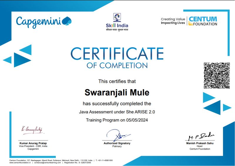 swaranjali M. on LinkedIn: #capgemini #centumfoundation # ... swaranjali M. on LinkedIn: #capgemini #centumfoundation # ...