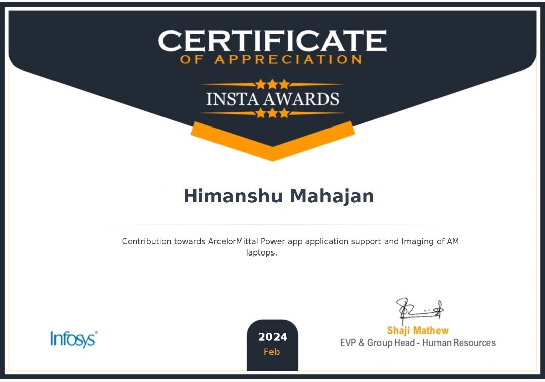 Himanshu Mahajan on LinkedIn: #infosys Himanshu Mahajan on LinkedIn: #infosys