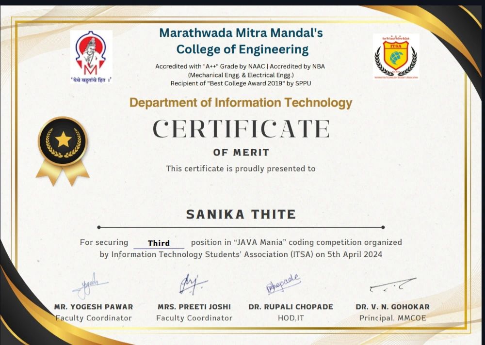 SANIKA THITE on LinkedIn: #javamania #codingcompetition #itsa # ... SANIKA THITE on LinkedIn: #javamania #codingcompetition #itsa # ...