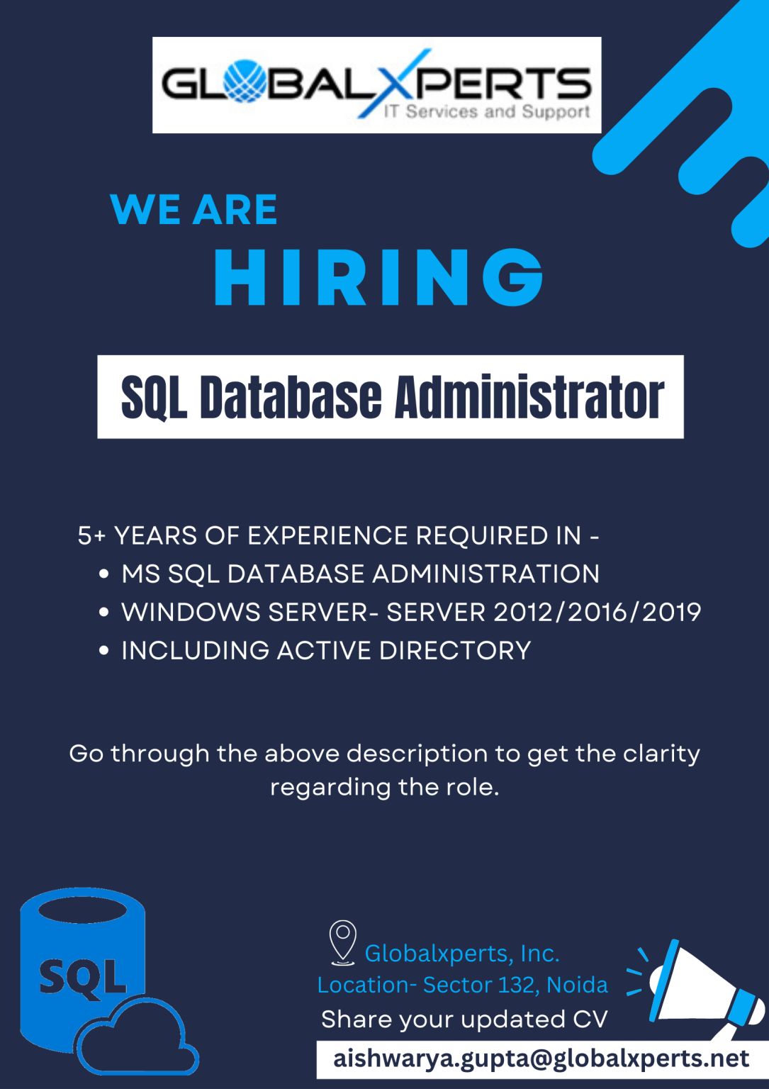 Aishwarya Gupta on LinkedIn: #hiring #sql_database_administrator #noida ... Aishwarya Gupta on LinkedIn: #hiring #sql_database_administrator #noida ...