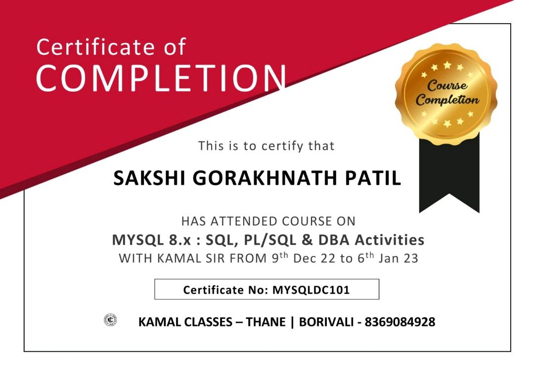 Sakshi Patil on LinkedIn: #mysql #plsql Sakshi Patil on LinkedIn: #mysql #plsql