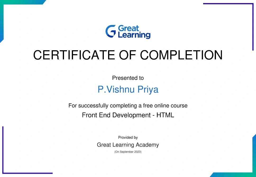 Vishnu priya on LinkedIn: #html #greatlearning Vishnu priya on LinkedIn: #html #greatlearning