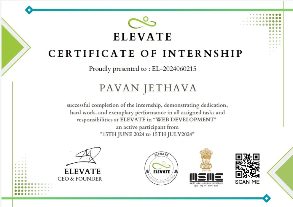 Pavan Jethava on LinkedIn: #internship #web_development Pavan Jethava on LinkedIn: #internship #web_development