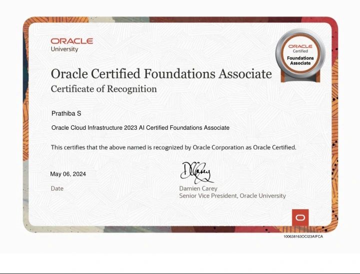 Prathiba S on LinkedIn: #oraclecertified #orcalealcertified Prathiba S on LinkedIn: #oraclecertified #orcalealcertified