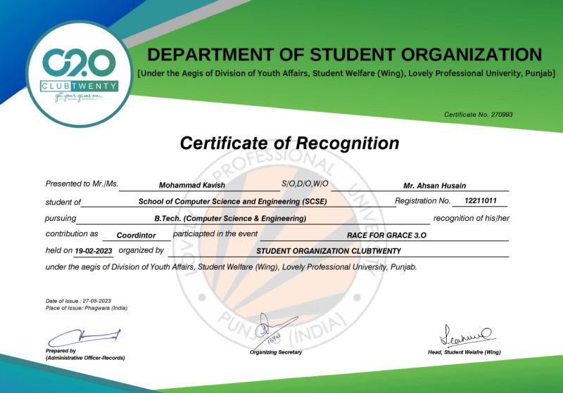 MOHAMMAD KAVISH on LinkedIn: #lpu #certificateofrecognition # ... MOHAMMAD KAVISH on LinkedIn: #lpu #certificateofrecognition # ...