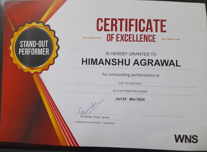 Himanshu Agrawal on LinkedIn: #recognitionaward #standoutperformer # ... Himanshu Agrawal on LinkedIn: #recognitionaward #standoutperformer # ...