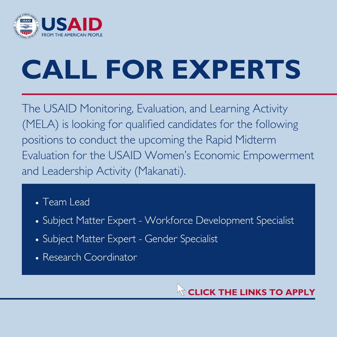 USAID Monitoring, Evaluation, and Learning Activity on LinkedIn: 📢 Call ... USAID Monitoring, Evaluation, and Learning Activity on LinkedIn: 📢 Call ...