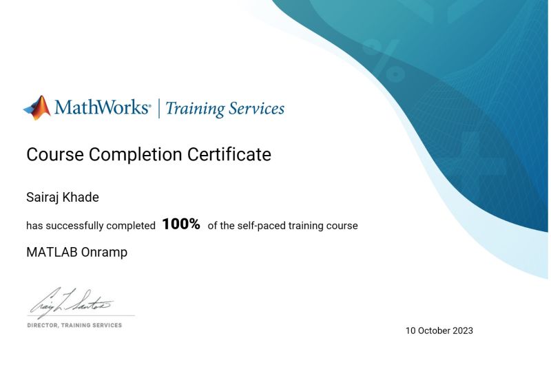 Sairaj Khade on LinkedIn: #matlab #certificationachieved #dataanalysis Sairaj Khade on LinkedIn: #matlab #certificationachieved #dataanalysis