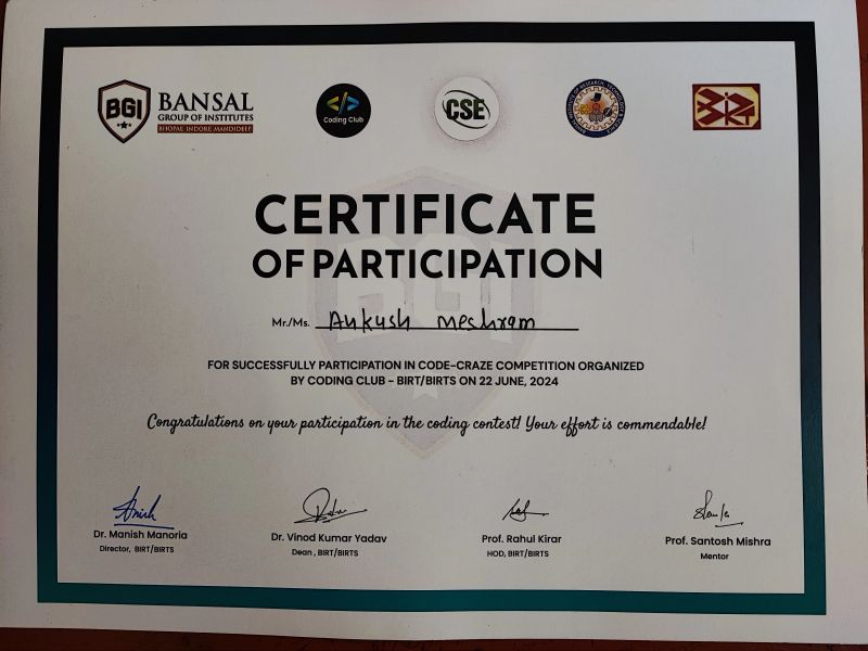 Ankush Meshram on LinkedIn: #codingcompetition #techskills # ... Ankush Meshram on LinkedIn: #codingcompetition #techskills # ...