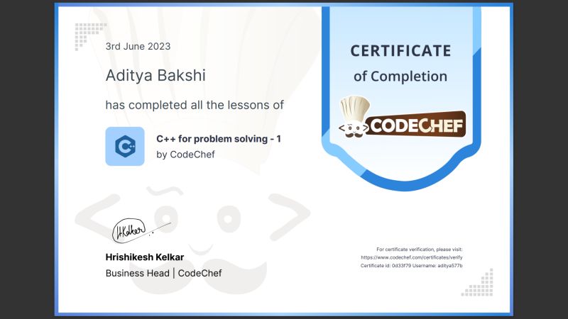 Aditya Bakshi on LinkedIn: I like share that I got certificate in code ... Aditya Bakshi on LinkedIn: I like share that I got certificate in code ...