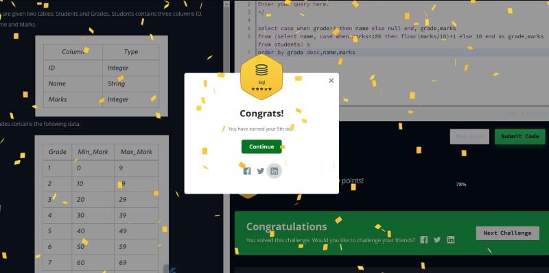 Navin Vishwakarma on LinkedIn: #sqlstar #hackerrank #codingjourney # ... Navin Vishwakarma on LinkedIn: #sqlstar #hackerrank #codingjourney # ...