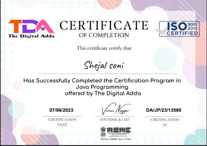 Shejal Soni Soni on LinkedIn: #tds #java #programming #tda Shejal Soni Soni on LinkedIn: #tds #java #programming #tda