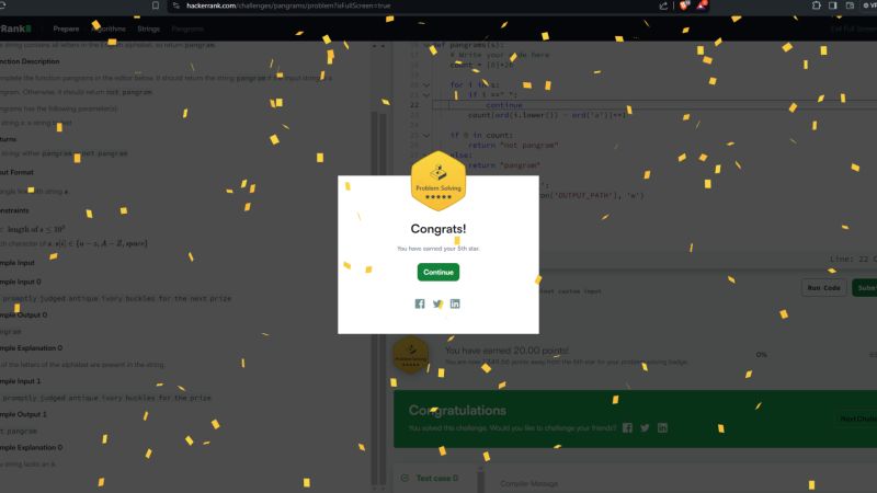 Achieved a 5-star rating for Problem Solving on HackerRank | Vignaraj D ... Achieved a 5-star rating for Problem Solving on HackerRank | Vignaraj D ...
