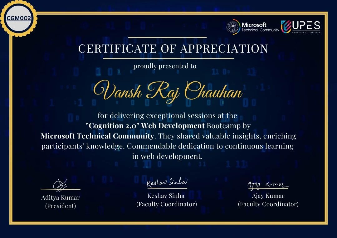 Vansh Raj Chauhan on LinkedIn: #mentorship #cognition2 #webdevelopment ... Vansh Raj Chauhan on LinkedIn: #mentorship #cognition2 #webdevelopment ...