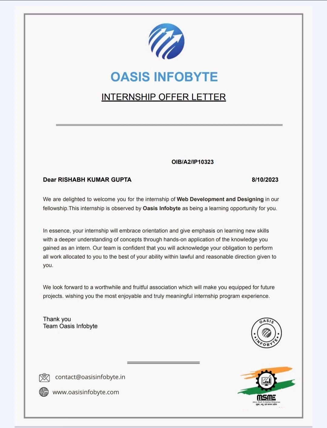 Rishabh Gupta on LinkedIn: #webdevelopment #oasisinfobyte #intership # ... Rishabh Gupta on LinkedIn: #webdevelopment #oasisinfobyte #intership # ...
