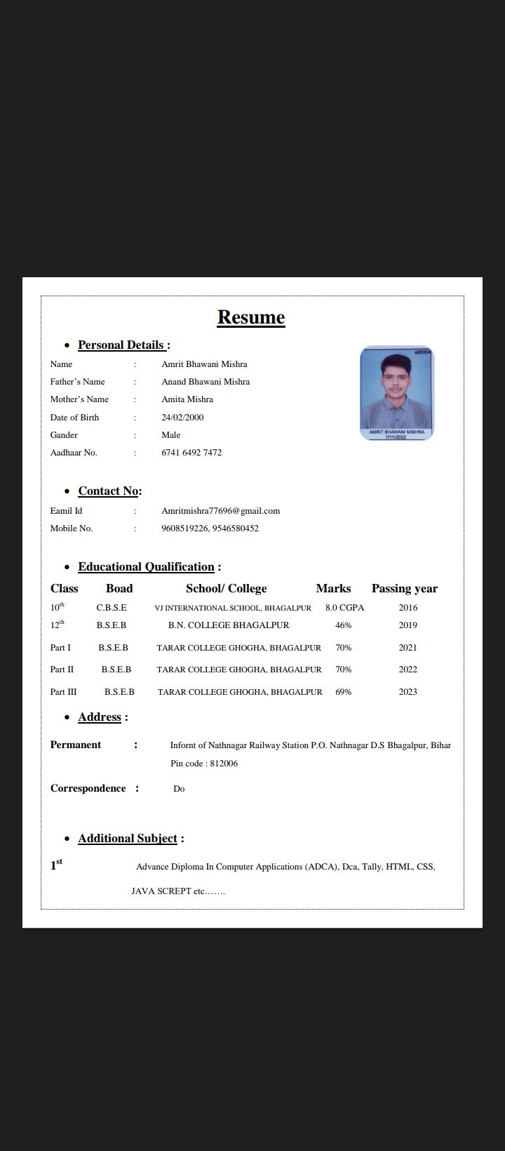 Amrit Mishra on LinkedIn: #cv Amrit Mishra on LinkedIn: #cv