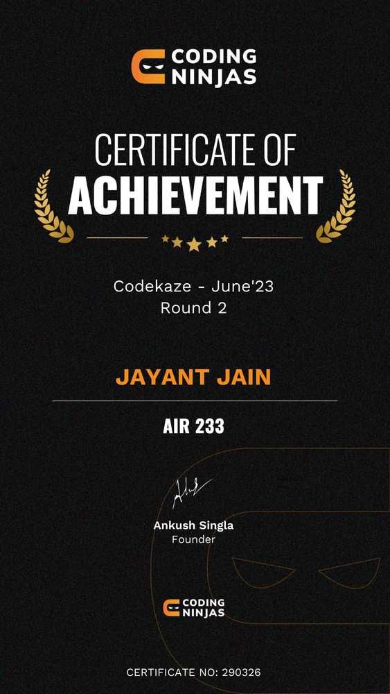 Jayant Jain on LinkedIn: #codekaze2023 #neverstoplearning #success # ... Jayant Jain on LinkedIn: #codekaze2023 #neverstoplearning #success # ...
