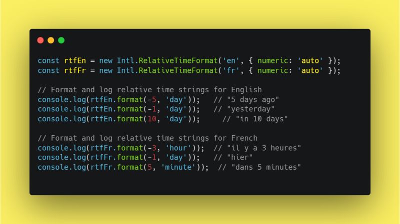 Darko Milevski on LinkedIn: Intl.RelativeTimeFormat in JavaScript ... Darko Milevski on LinkedIn: Intl.RelativeTimeFormat in JavaScript ...