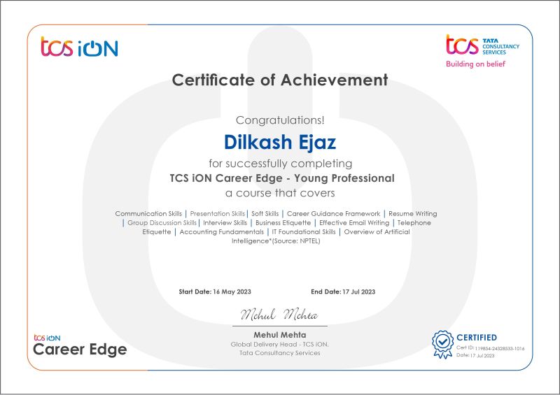 🚀 Completed an enriching course by TCS iON, unlocking skills essential ... 🚀 Completed an enriching course by TCS iON, unlocking skills essential ...