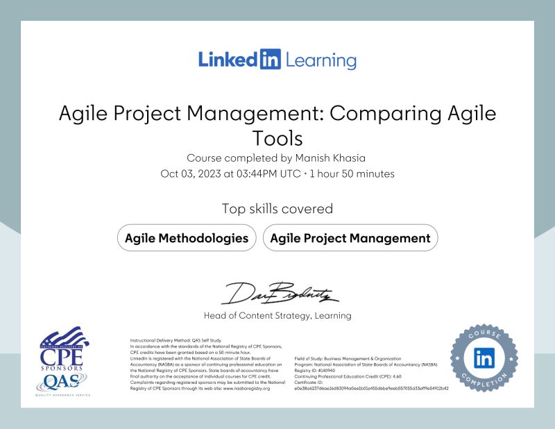 Manish Khasia on LinkedIn: Certificate of Completion Manish Khasia on LinkedIn: Certificate of Completion