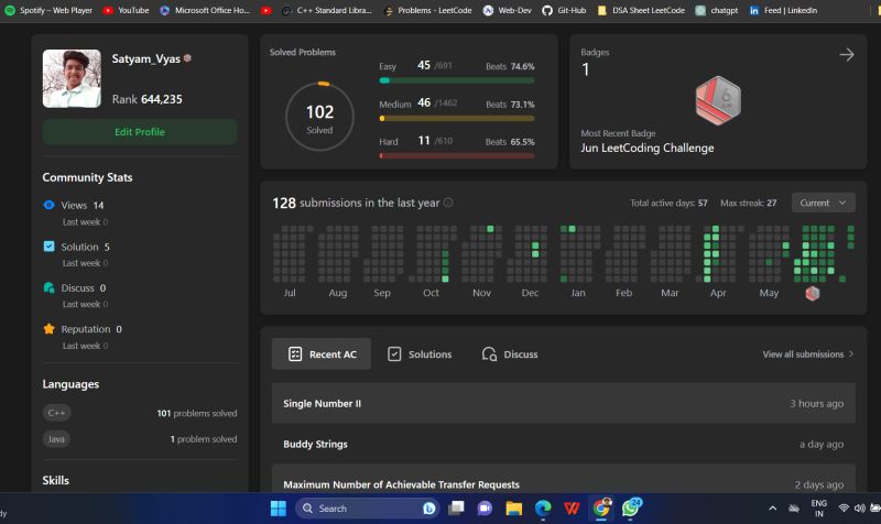 Satyam Vyas on LinkedIn: #leetcode #codingchallenge #badgeachievement ... Satyam Vyas on LinkedIn: #leetcode #codingchallenge #badgeachievement ...