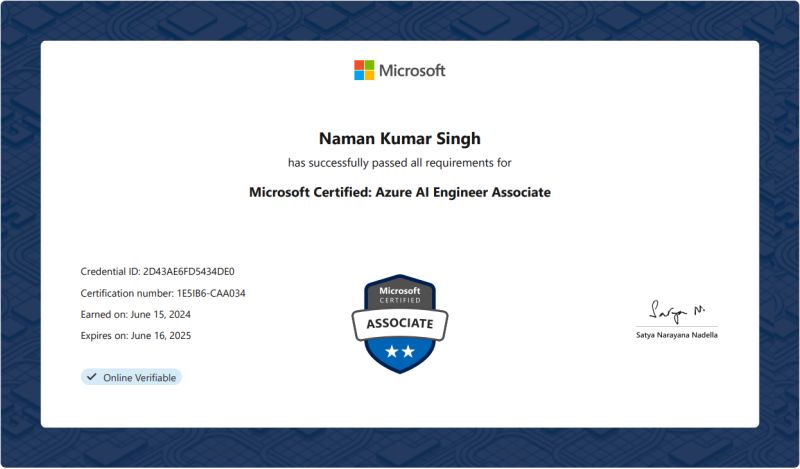Naman Singh on LinkedIn: #ai #microsoftlearn #datascience #azure # ... Naman Singh on LinkedIn: #ai #microsoftlearn #datascience #azure # ...