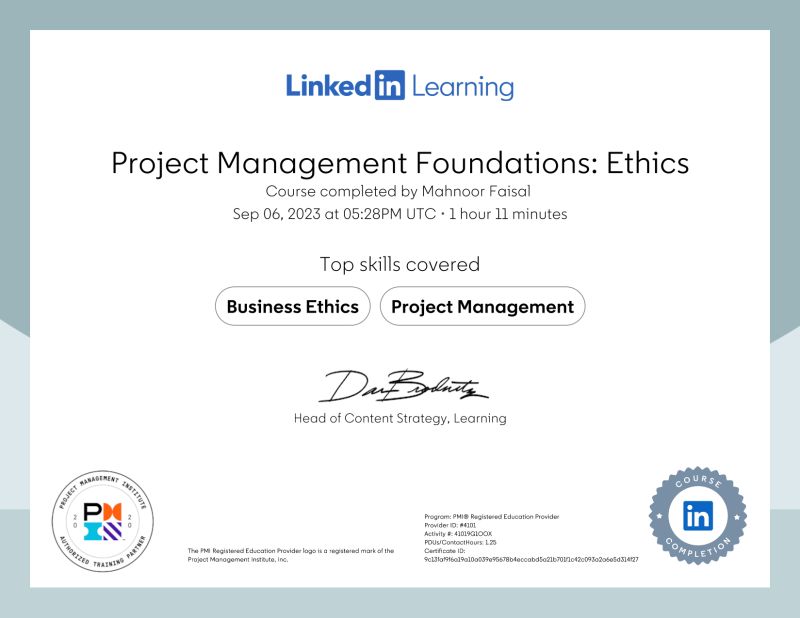 Mahnoor Faisal on LinkedIn: Certificate of Completion Mahnoor Faisal on LinkedIn: Certificate of Completion