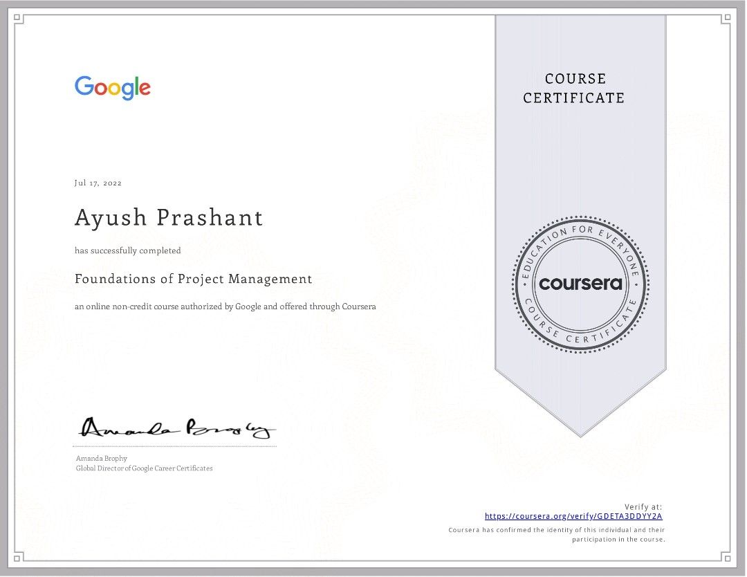 Ayush Prashant on LinkedIn: #google #projectmanagement #foundation # ... Ayush Prashant on LinkedIn: #google #projectmanagement #foundation # ...