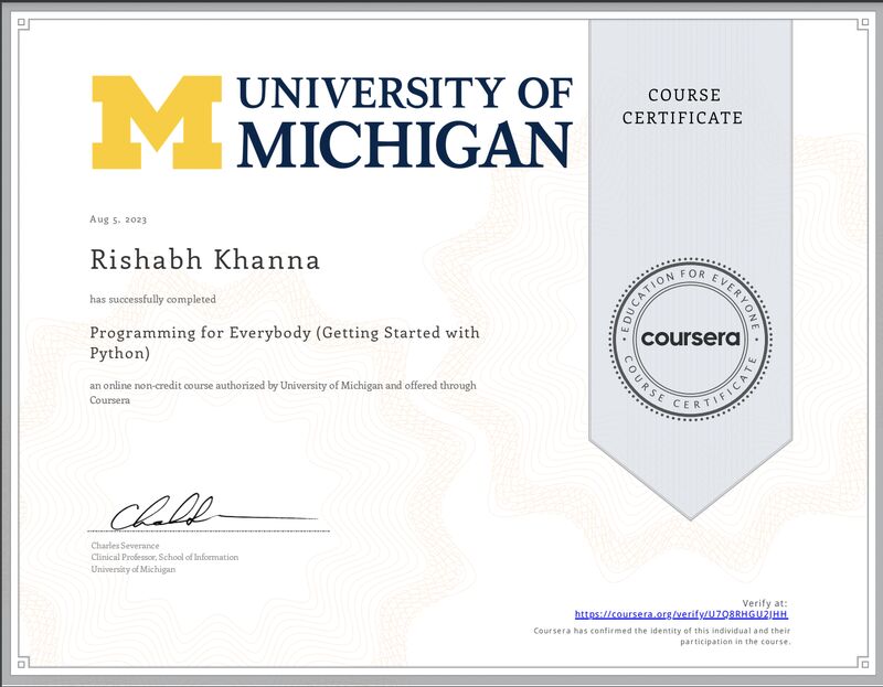 Rishabh Khanna on LinkedIn: 🎓 Proud to announce my Python Certificate ... Rishabh Khanna on LinkedIn: 🎓 Proud to announce my Python Certificate ...