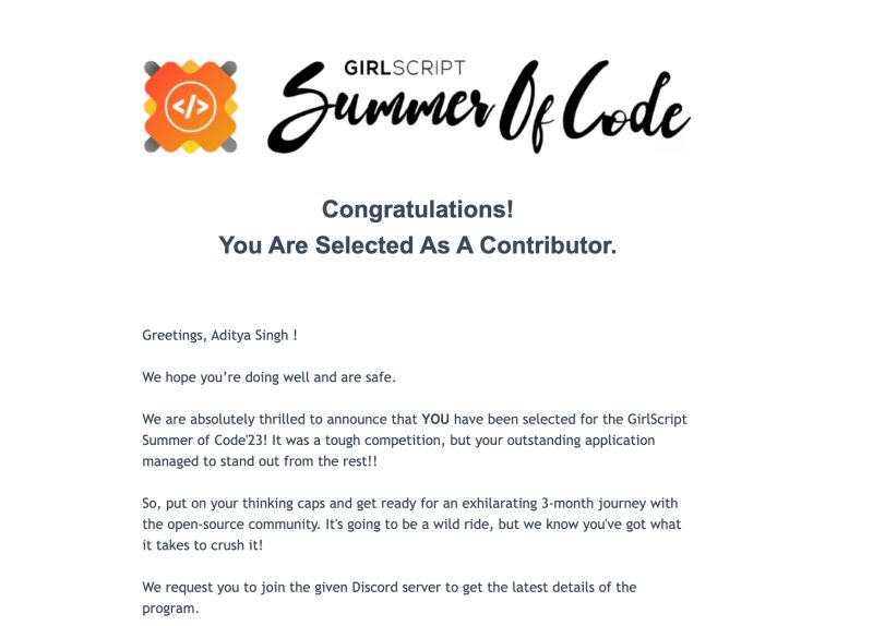 Aditya Singh on LinkedIn: #girlscriptsummerofcode #codingadventures Aditya Singh on LinkedIn: #girlscriptsummerofcode #codingadventures
