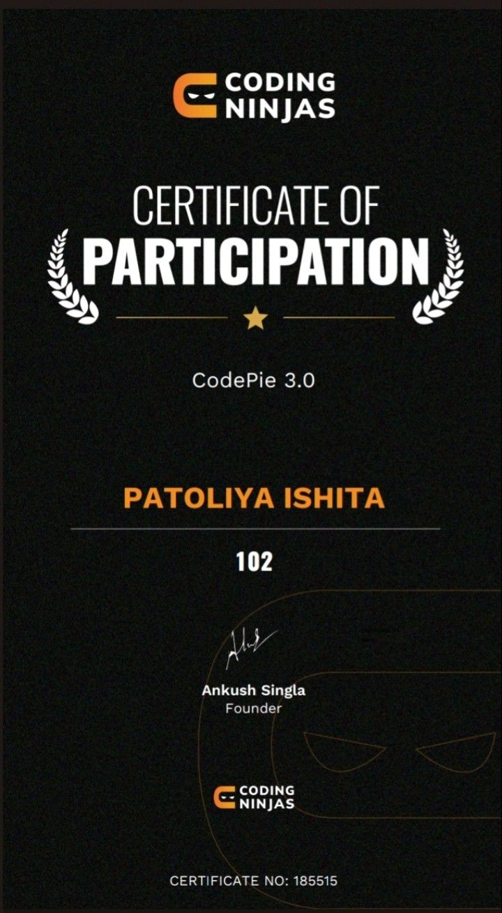 Ishita Patoliya on LinkedIn: #codepie Ishita Patoliya on LinkedIn: #codepie