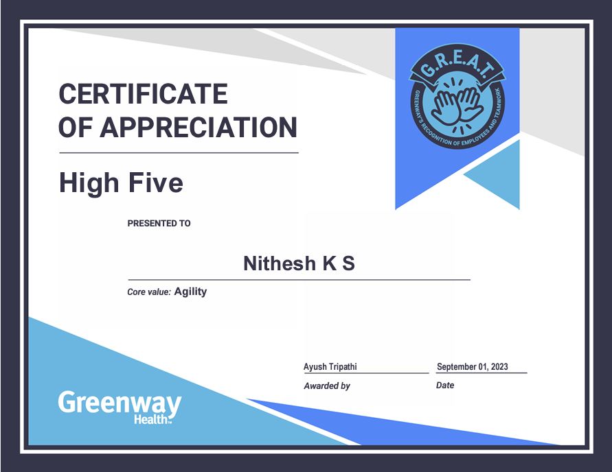 NITHESH K S on LinkedIn: #highfive NITHESH K S on LinkedIn: #highfive