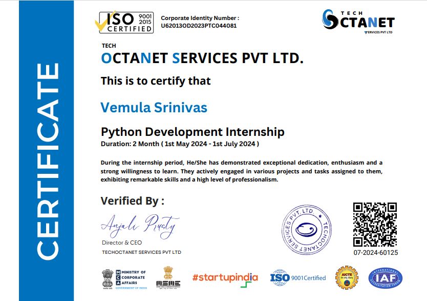 V Srinivas on LinkedIn: #internship #python #programming #octanet # ... V Srinivas on LinkedIn: #internship #python #programming #octanet # ...
