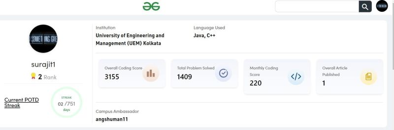 Surajit Dey on LinkedIn: #dsa #coding #leetcode #geeksforgeeks Surajit Dey on LinkedIn: #dsa #coding #leetcode #geeksforgeeks