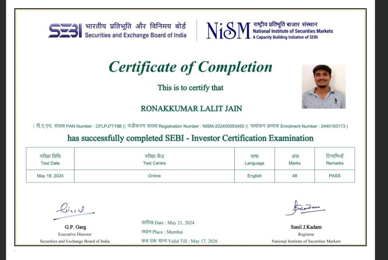 Ronak Jain on LinkedIn: #nism #sebi #investorcertification #finance # ... Ronak Jain on LinkedIn: #nism #sebi #investorcertification #finance # ...