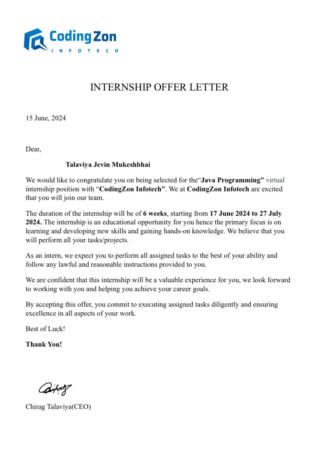 jevin talaviya on LinkedIn: #internship jevin talaviya on LinkedIn: #internship