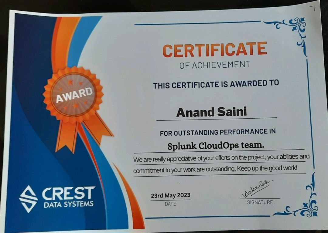 Anand Saini on LinkedIn: #cds #splunk #cap #award | 24 comments Anand Saini on LinkedIn: #cds #splunk #cap #award | 24 comments